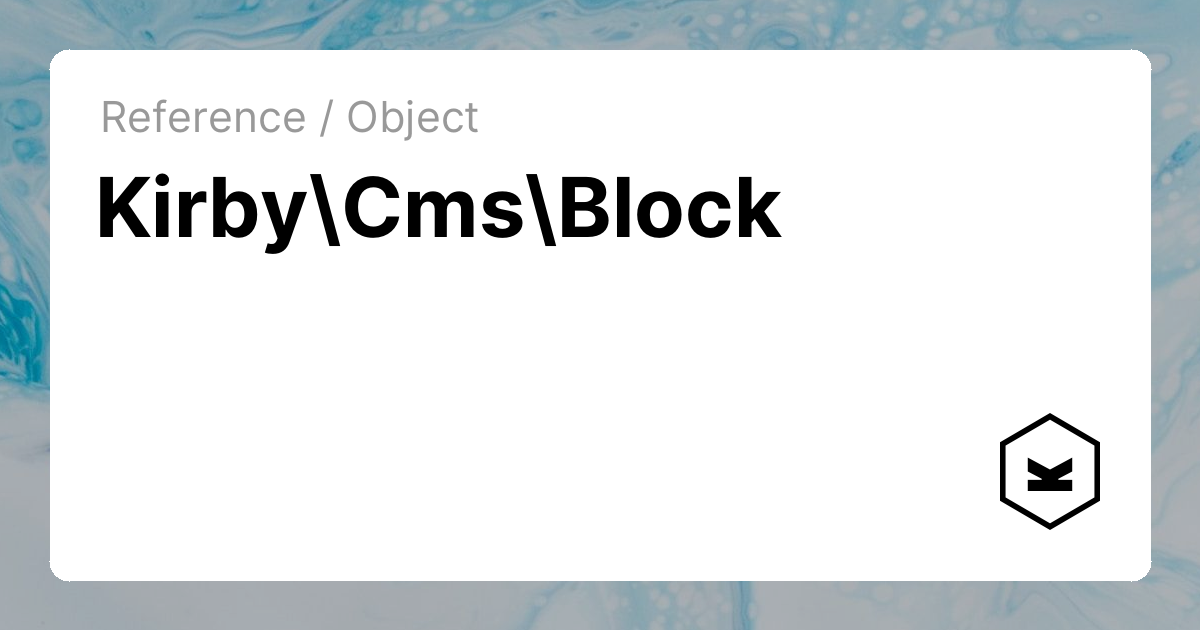 $block | Kirby CMS