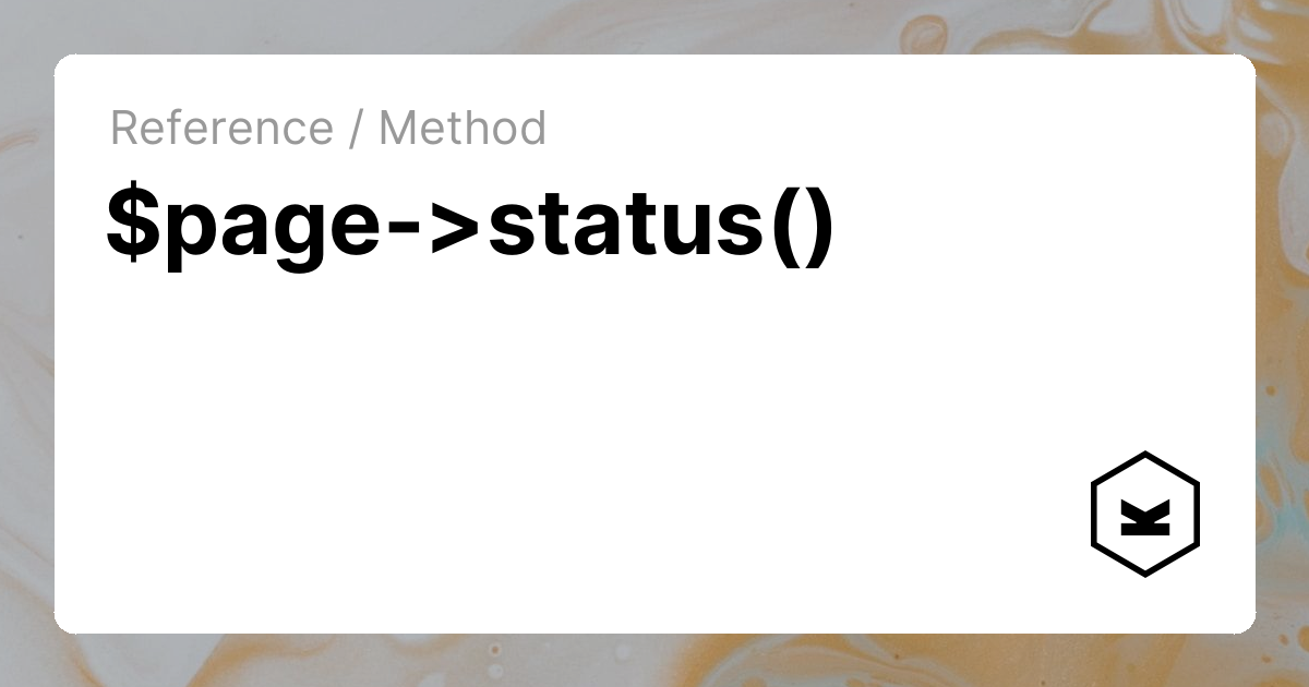 $page->status() | Kirby CMS