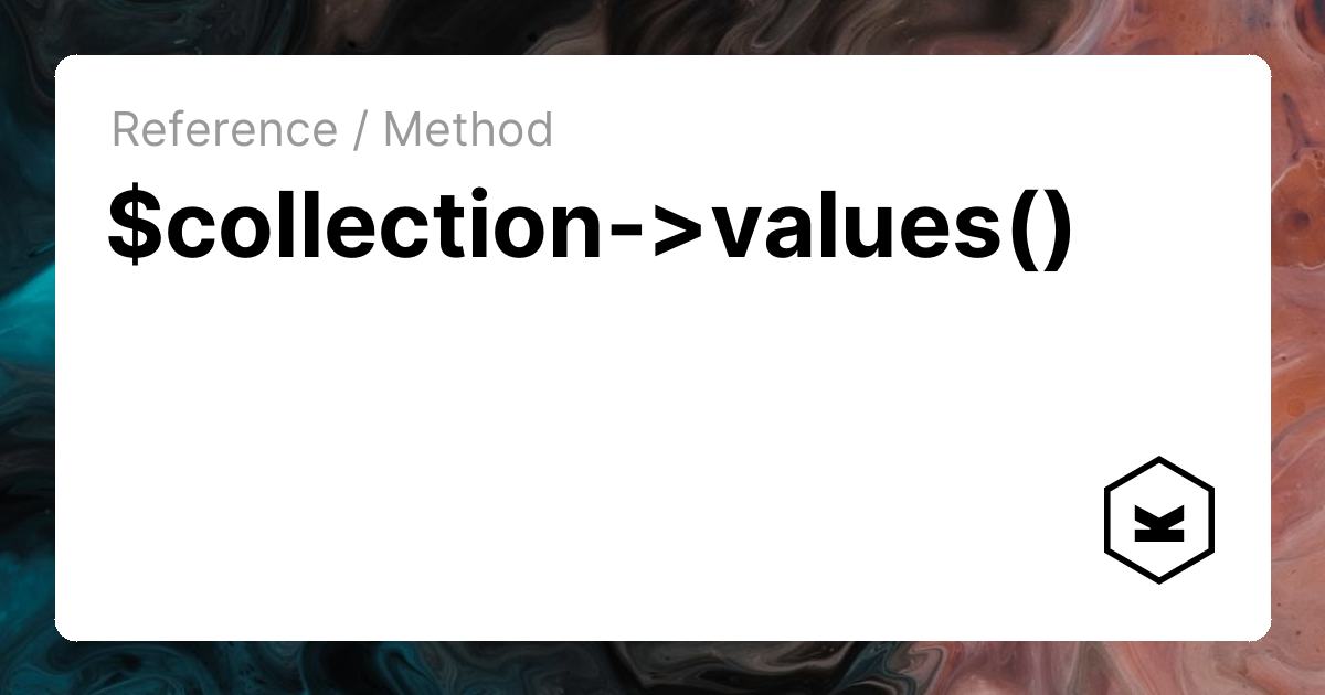 $collection->values() | Kirby CMS